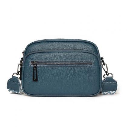 Stylish Blue Leather Crossbody Bag With Strap on Luulla