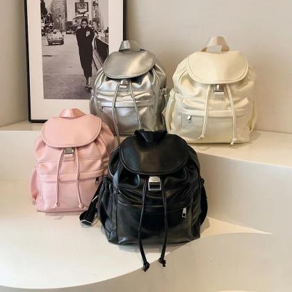 Elegant Pink Backpack With Front Pocket Storage on Luulla