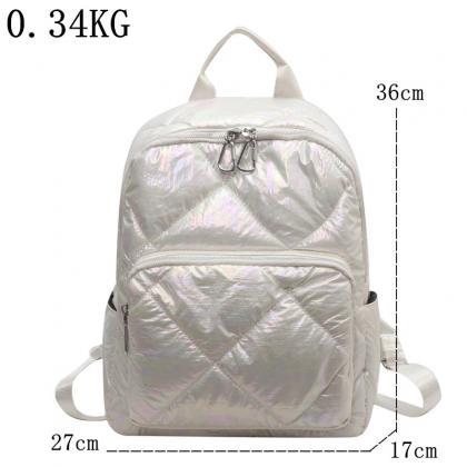 Metallic Gold Quilted Fashion Backpack With Straps on Luulla