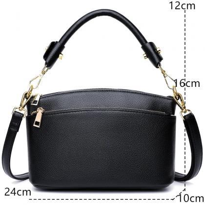 Elegant Navy Blue Leather Handbag With Strap on Luulla