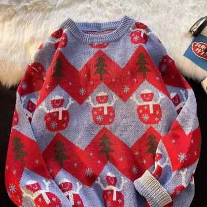 Cozy Holiday Patchwork Christmas Tree Sweater on Luulla