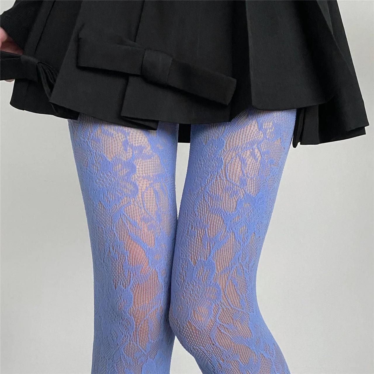 Burgundy Floral Lace Patterned Tights For Women on Luulla