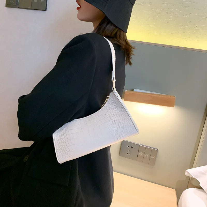 Elegant Croc-embossed Shoulder Bag For Women on Luulla