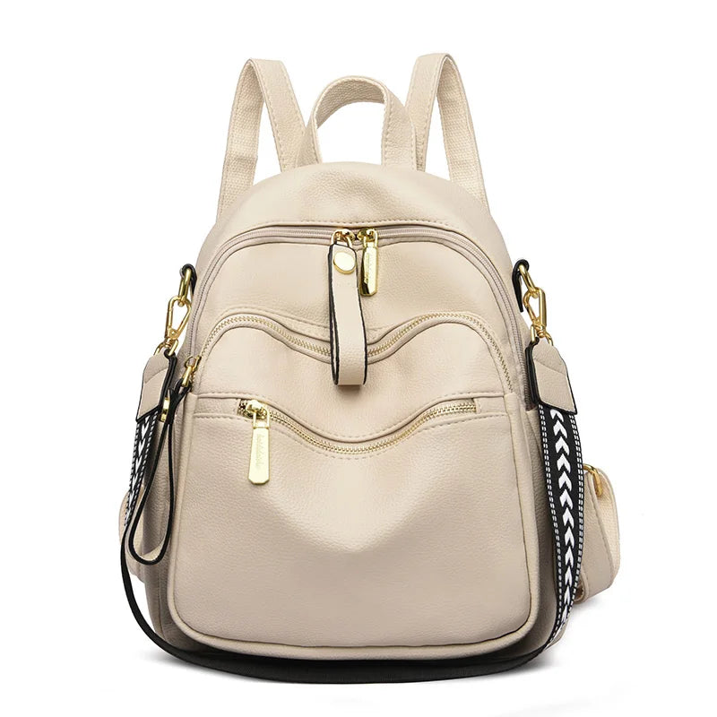 Navy Leather Backpack With Adjustable Shoulder Strap on Luulla