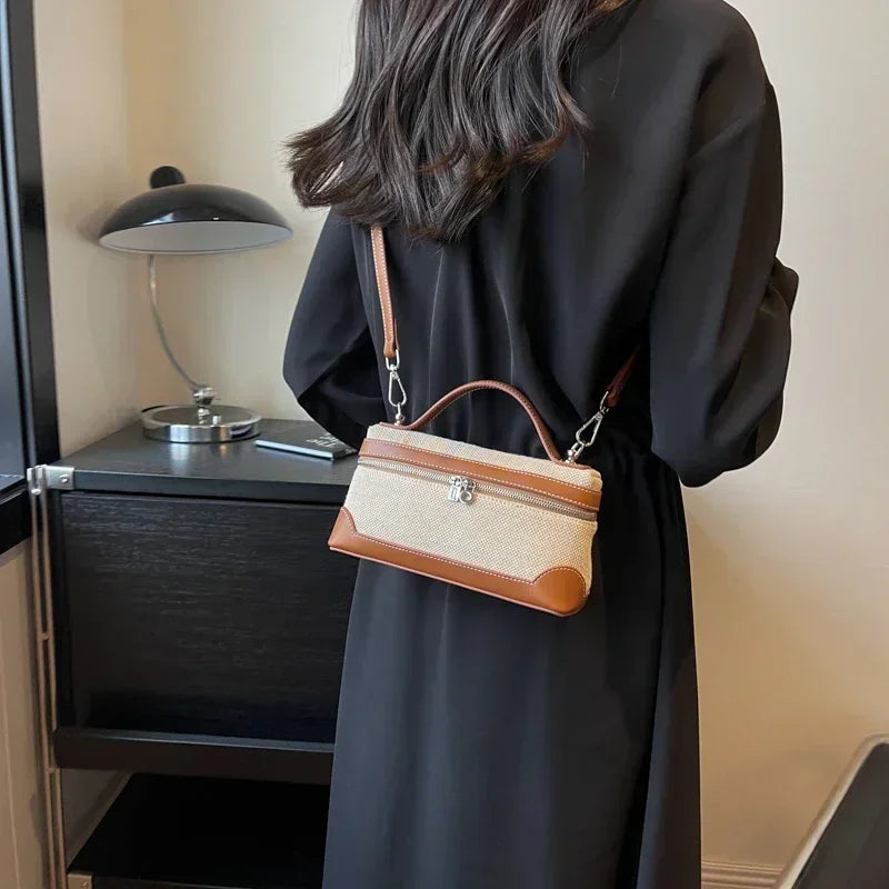 Elegant Two-tone Handbag With Adjustable Shoulder Strap on Luulla