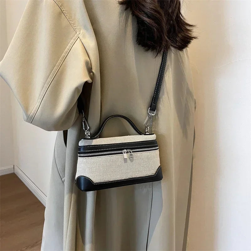 Elegant Two-tone Handbag With Adjustable Shoulder Strap on Luulla
