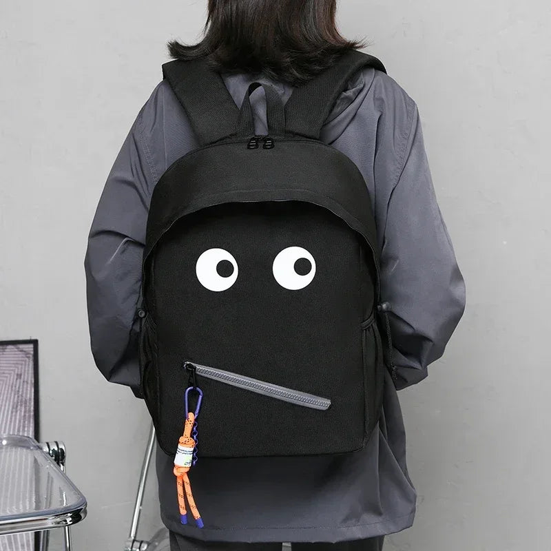 Cute Black Backpack With Large Cartoon Eyes on Luulla
