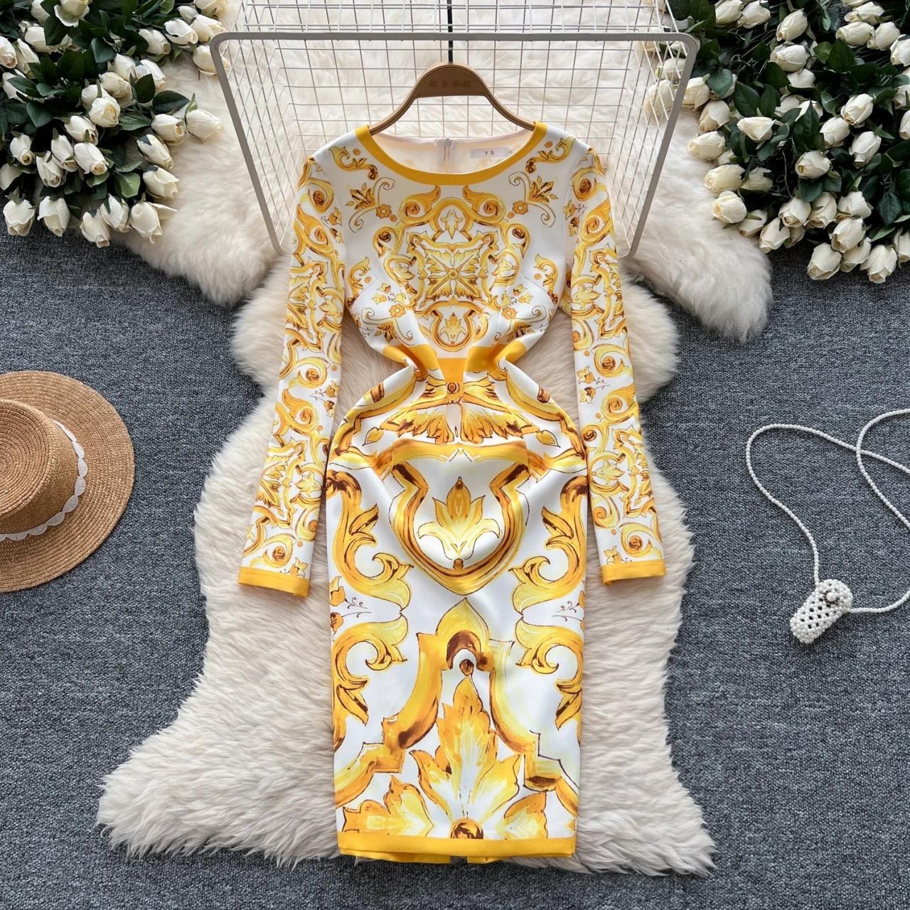baroque pattern dress