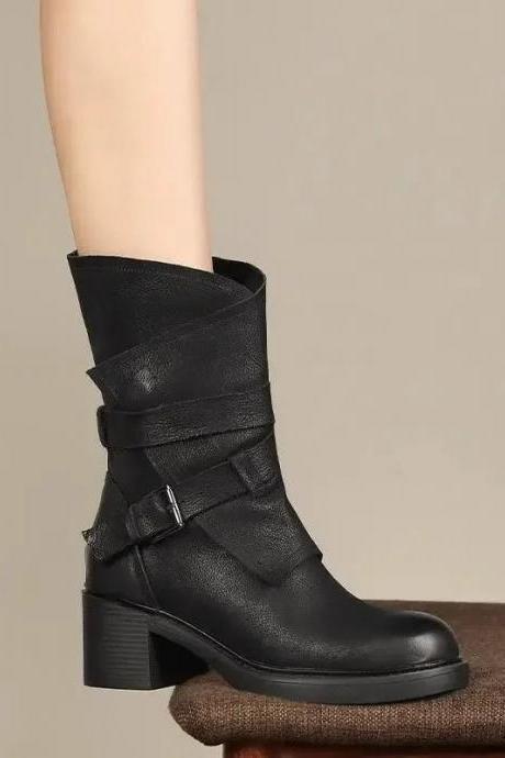 Womens Cream Leather Ankle Boots With Zipper on Luulla