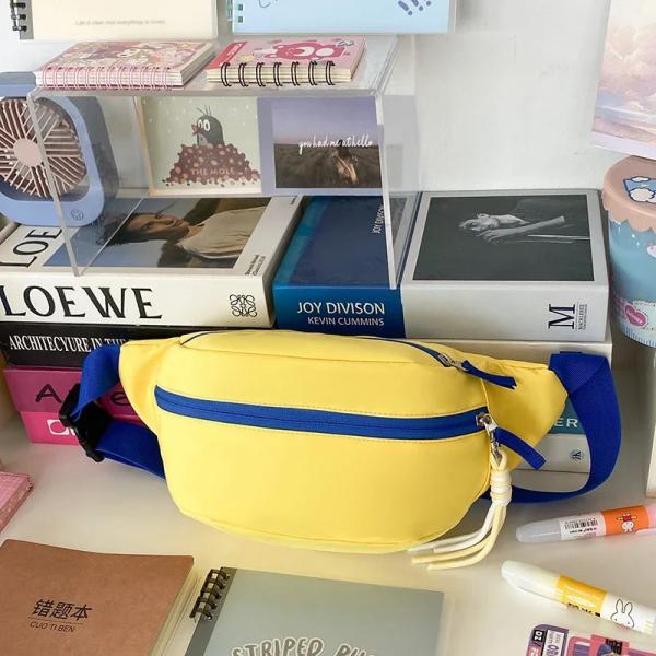 Vibrant Yellow Waist Bag With Blue Straps on Luulla