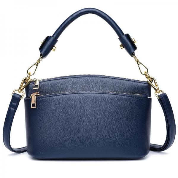 Elegant Navy Blue Leather Handbag With Strap on Luulla