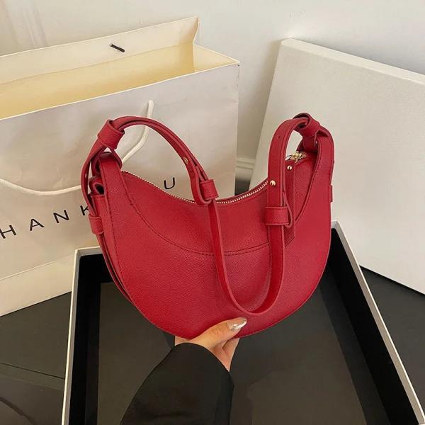 Elegant Navy Blue Leather Handbag With Strap on Luulla