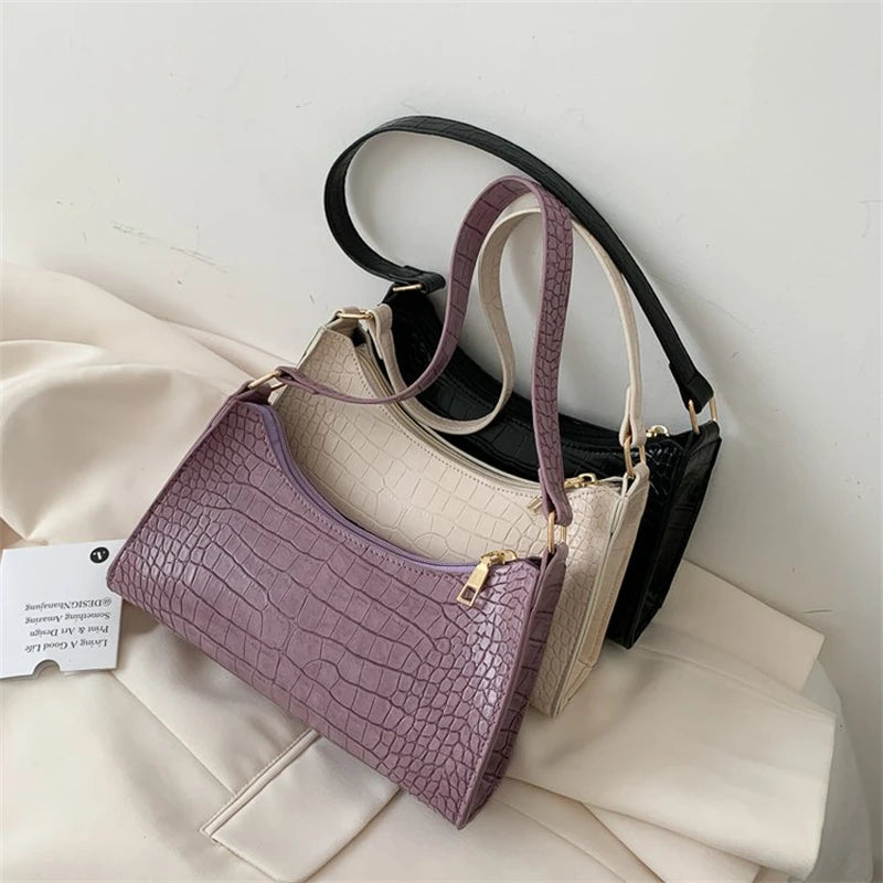 Elegant Croc-embossed Shoulder Bag For Women on Luulla