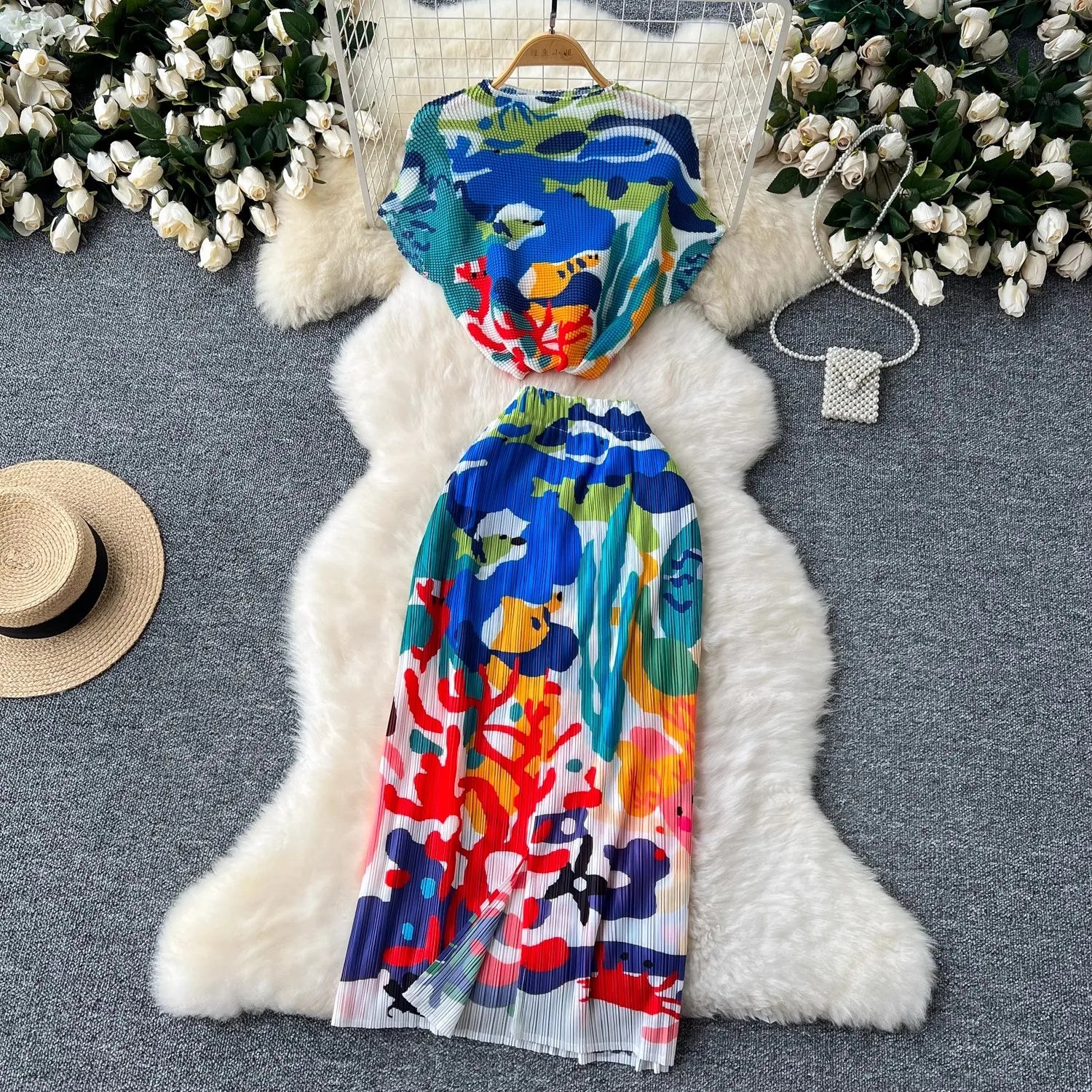 Vibrant Abstract Printed Summer Maxi Dress on Luulla