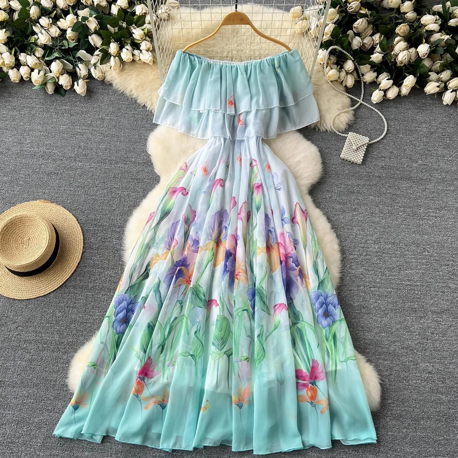 Floral Off Shoulder Maxi Dress Summer Chic On Luulla