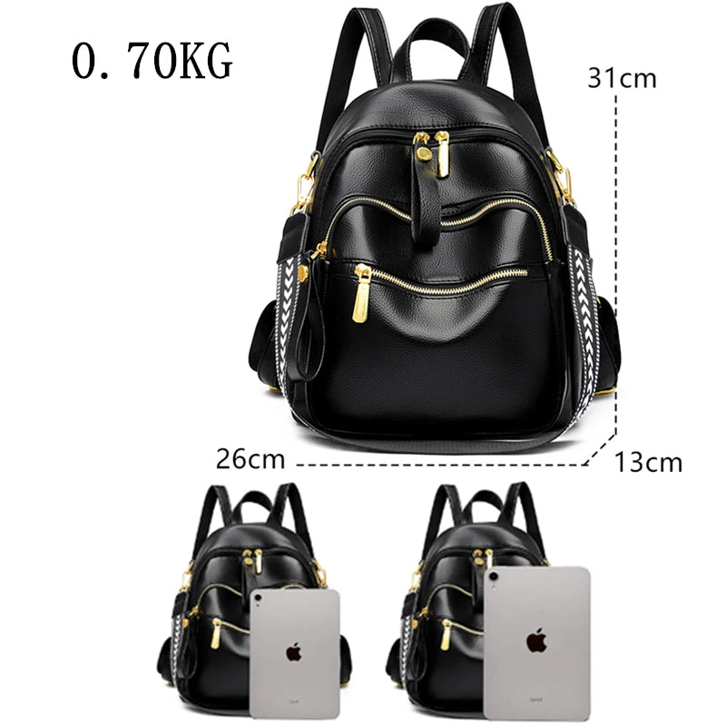 Navy Leather Backpack With Adjustable Shoulder Strap on Luulla