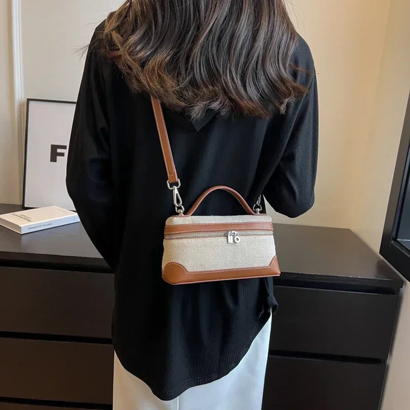 Elegant Two-tone Handbag With Adjustable Shoulder Strap on Luulla