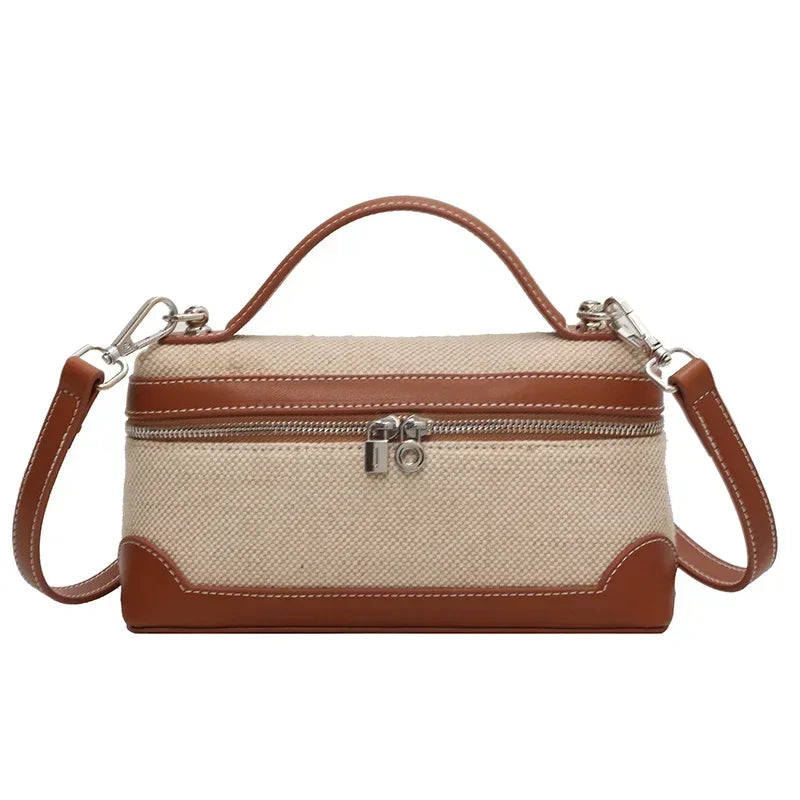 Elegant Two-tone Handbag With Adjustable Shoulder Strap on Luulla