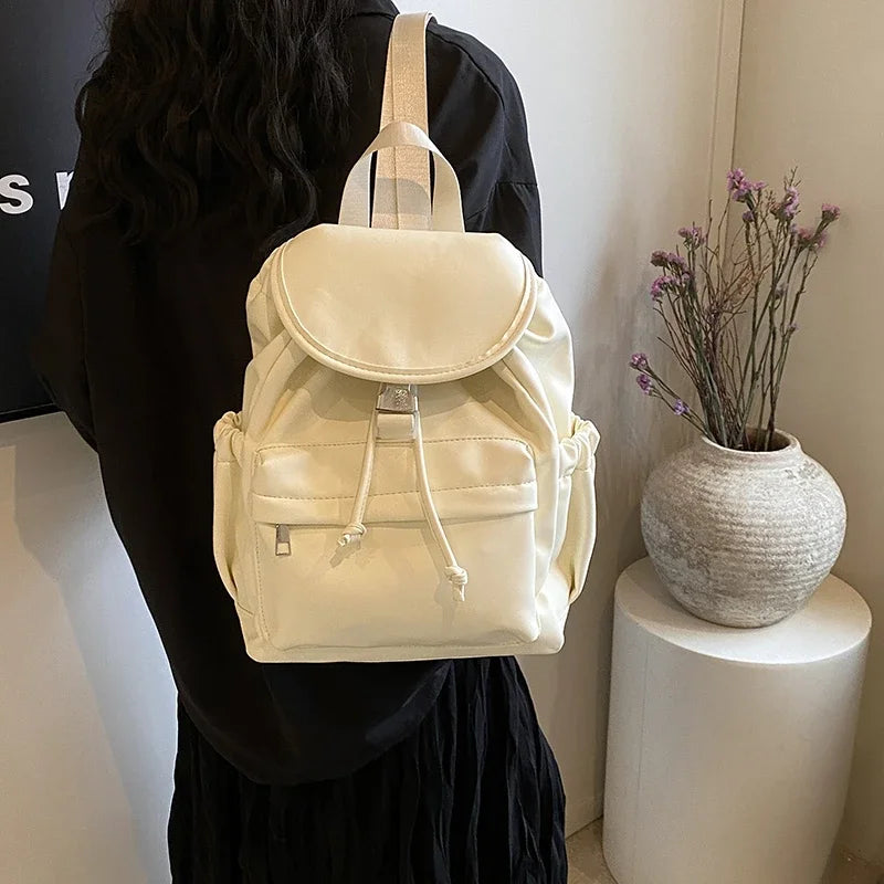 Elegant Pink Backpack With Front Pocket Storage on Luulla