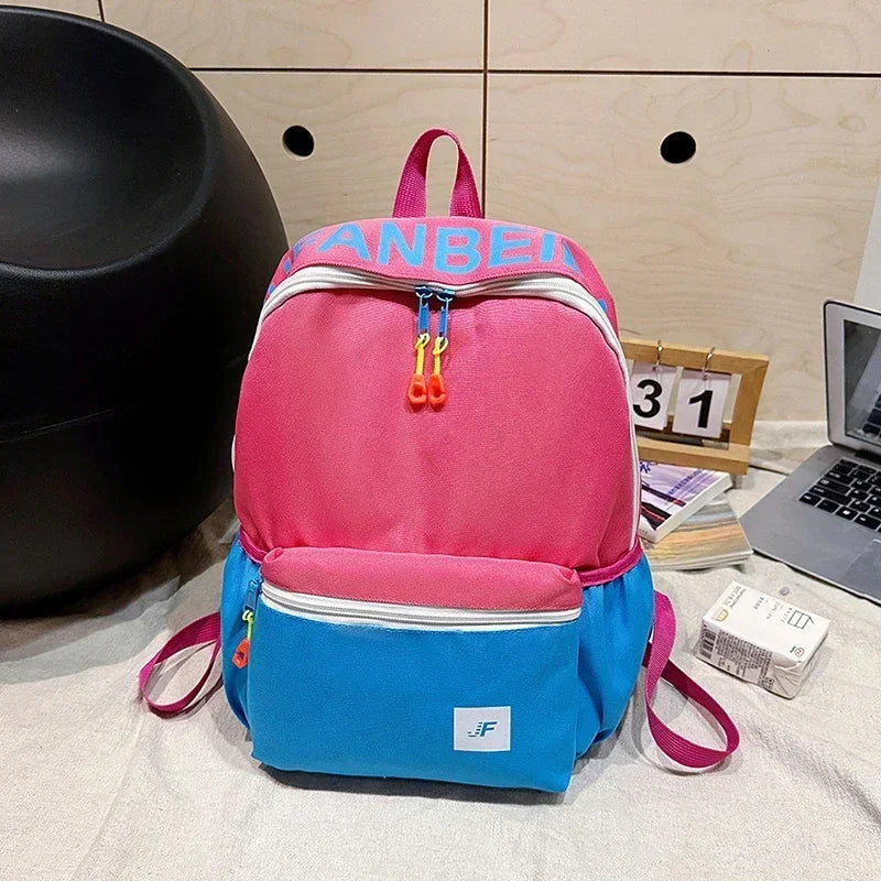 Stylish Pink And Blue School Backpack on Luulla