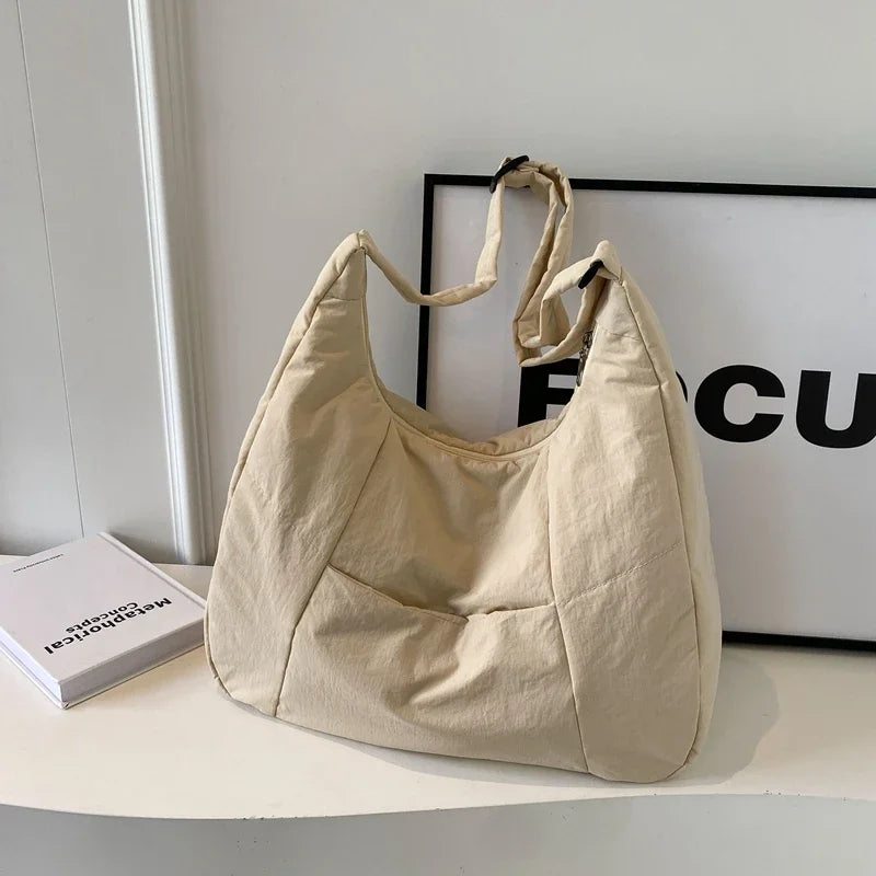 Beige Canvas Shoulder Bag With Adjustable Strap on Luulla