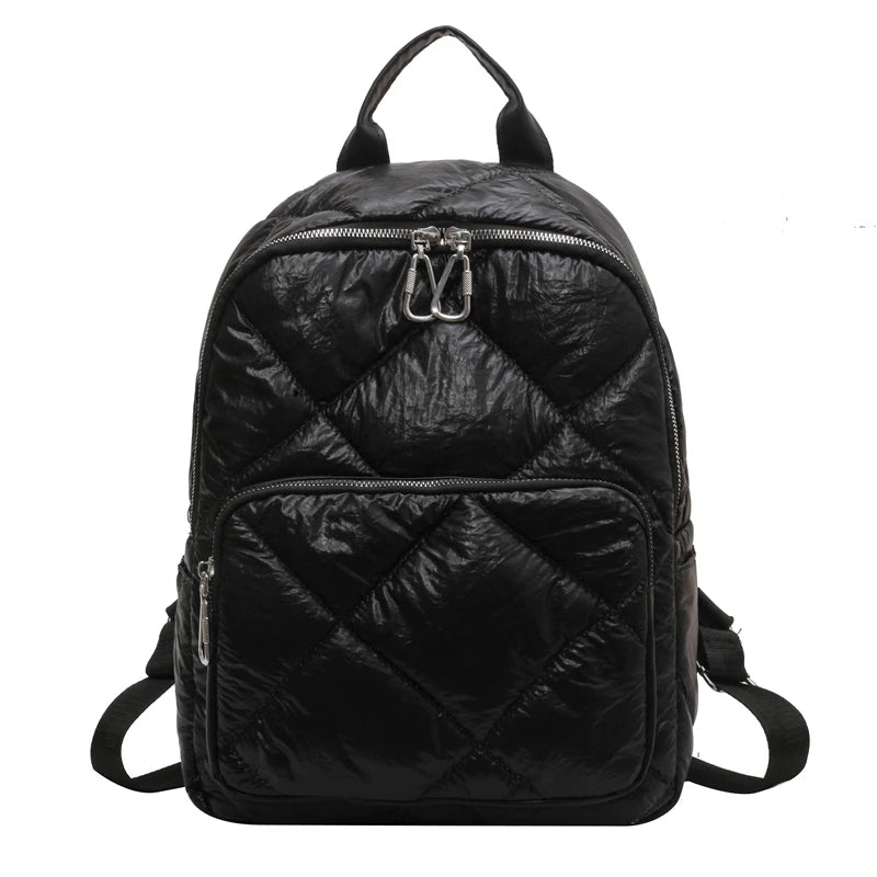 Metallic Gold Quilted Fashion Backpack With Straps on Luulla