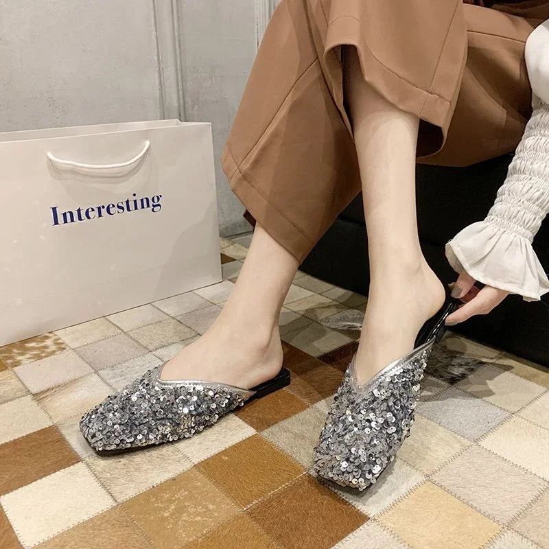 Womens Sparkly Sequin Slip-on Mules Shoes on Luulla