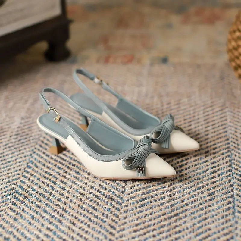 Elegant White Pointed Toe Slingback Heels on Luulla