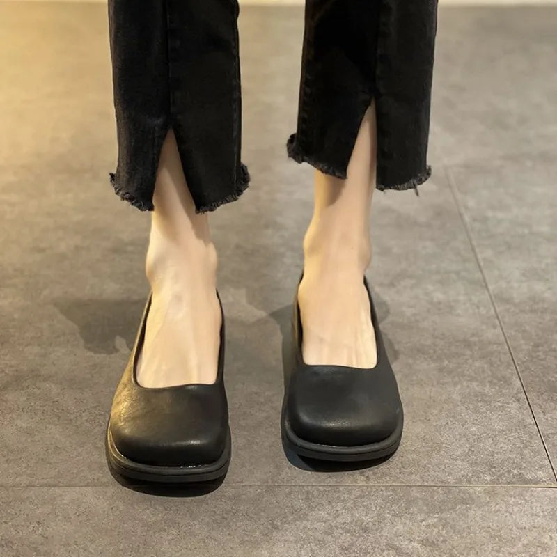 Womens Black Square Toe Slip-on Flats on Luulla