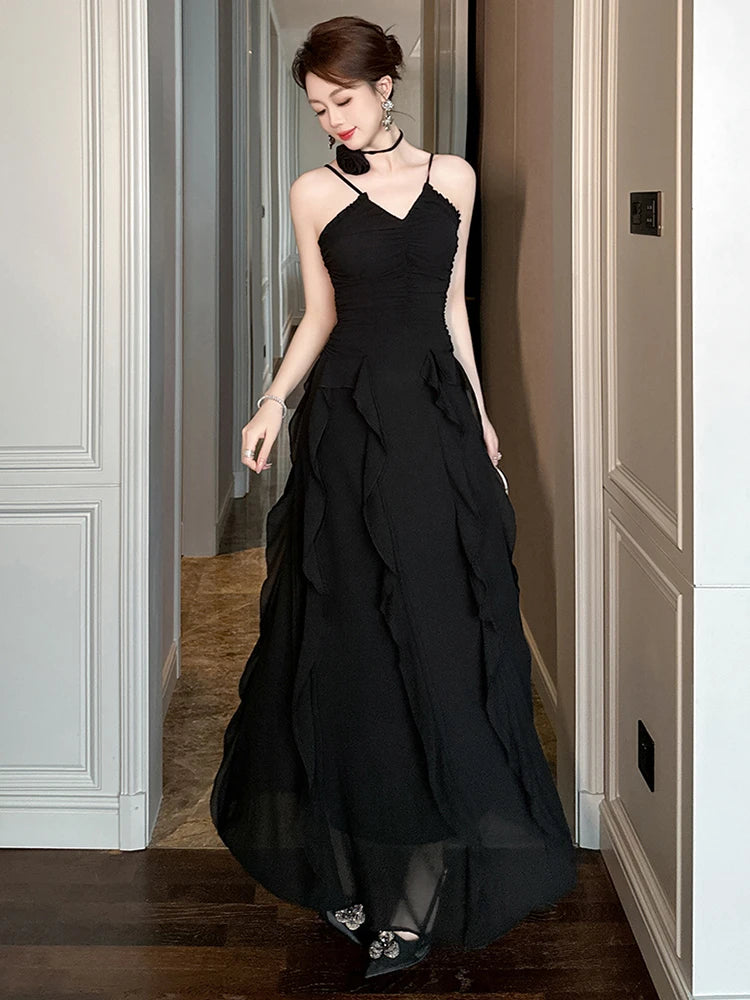 Black Flowing Evening Gown For Special Occasions on Luulla