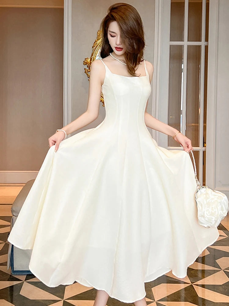 Timeless White Formal Gown With Spaghetti Straps on Luulla