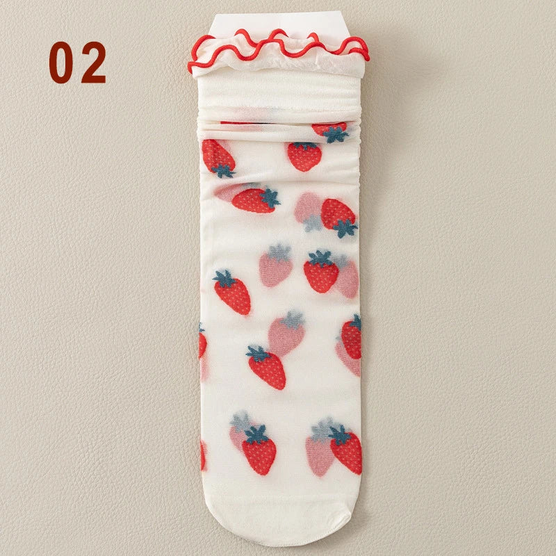 Cherry Pattern Sheer Ankle Socks Cute Style on Luulla