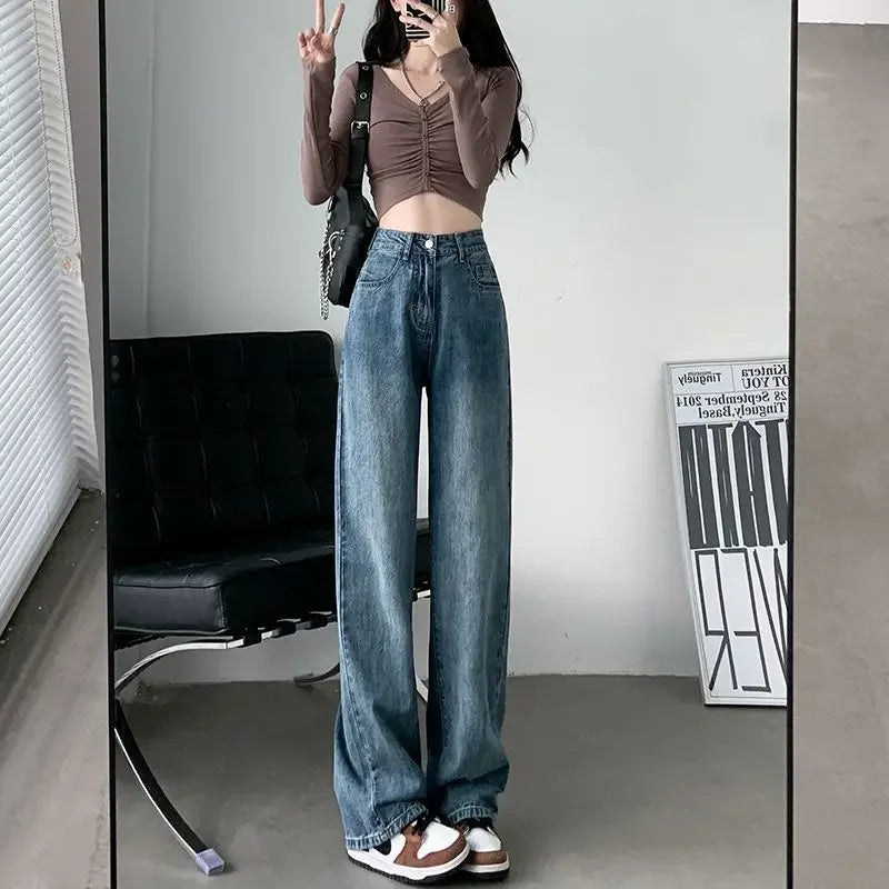 High Waist Wide Leg Denim Jeans Women on Luulla