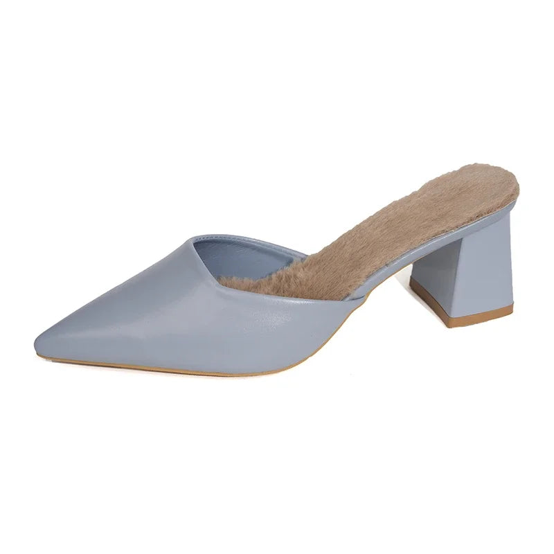 Slip-on Block Heel Blue Mules For Women on Luulla