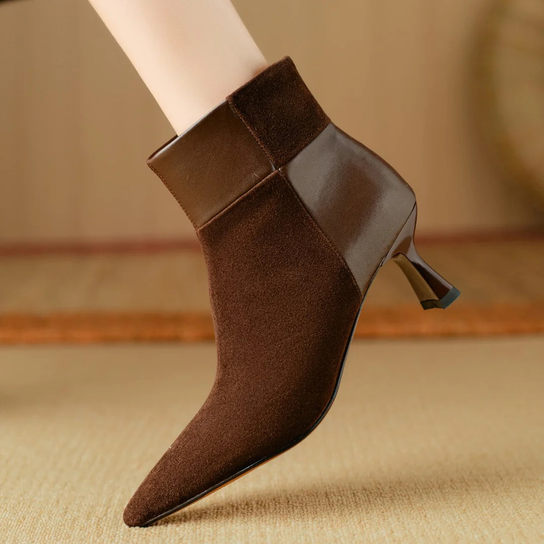 Sophisticated Brown Suede Ankle Boots With Heels on Luulla