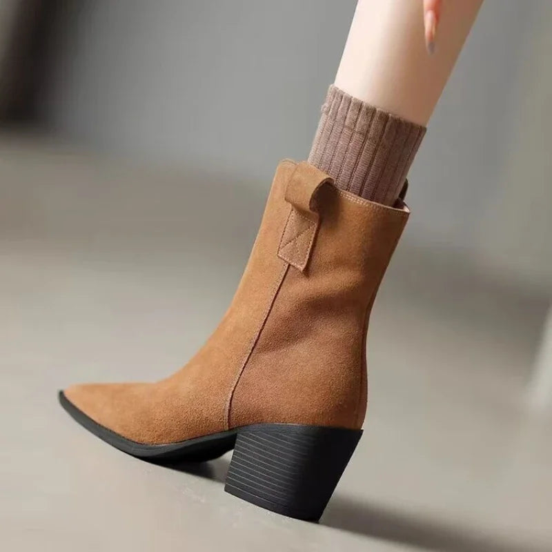 Womens Tan Suede Ankle Boots With Heels on Luulla